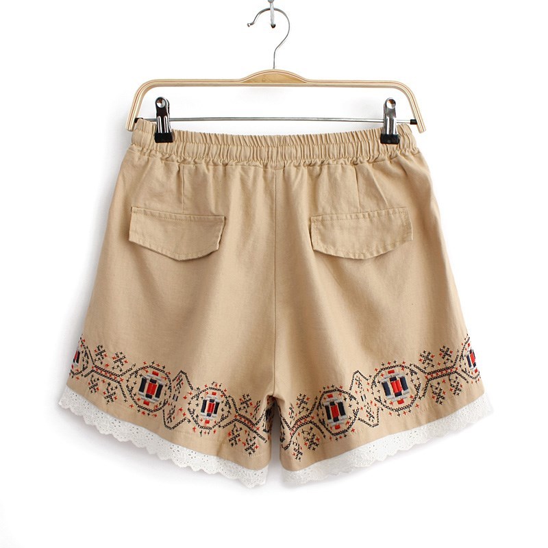 Bohemian Embroidery Lace Bottom Loose Shorts on Luulla