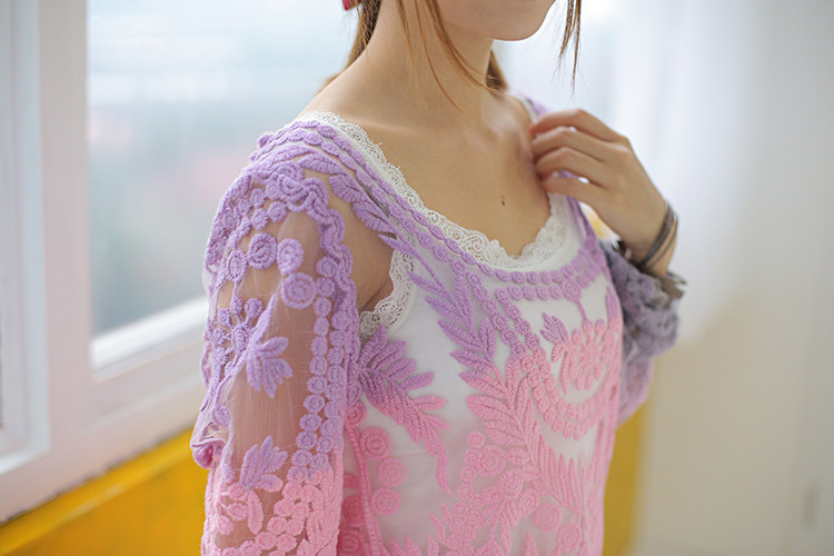 Violet Ombre Lace Long Sleeve Overall/blouse on Luulla